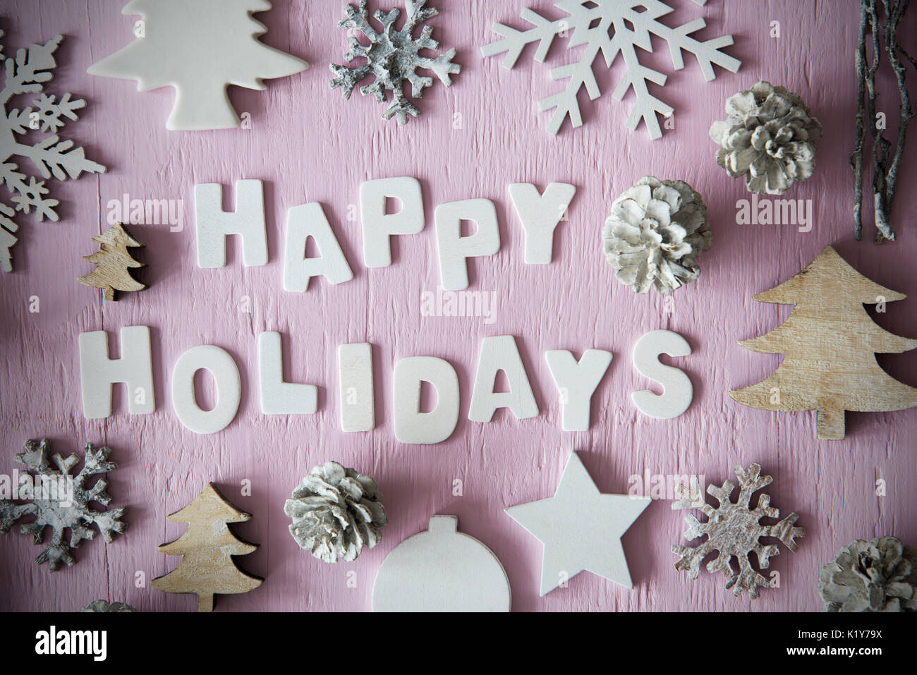 Flat Lay, Letters With Happy Holidays, Frame Stock Photo - Alamy