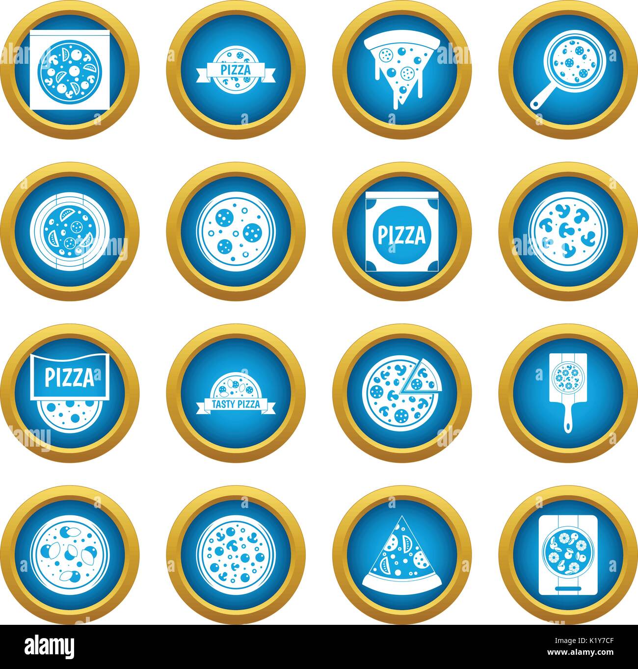 Pizza icons blue circle set Stock Vector Image & Art - Alamy