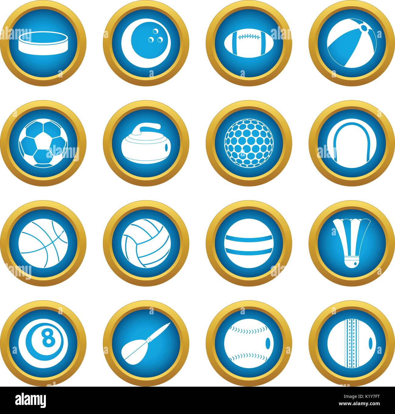 Sport balls icons blue circle set Stock Vector Image & Art - Alamy
