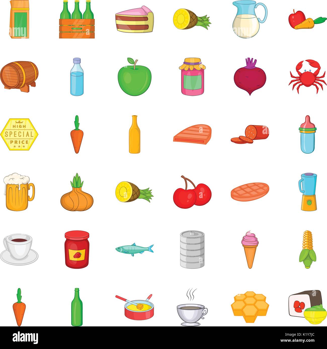 Feeding icons set, cartoon style Stock Vector Image & Art - Alamy