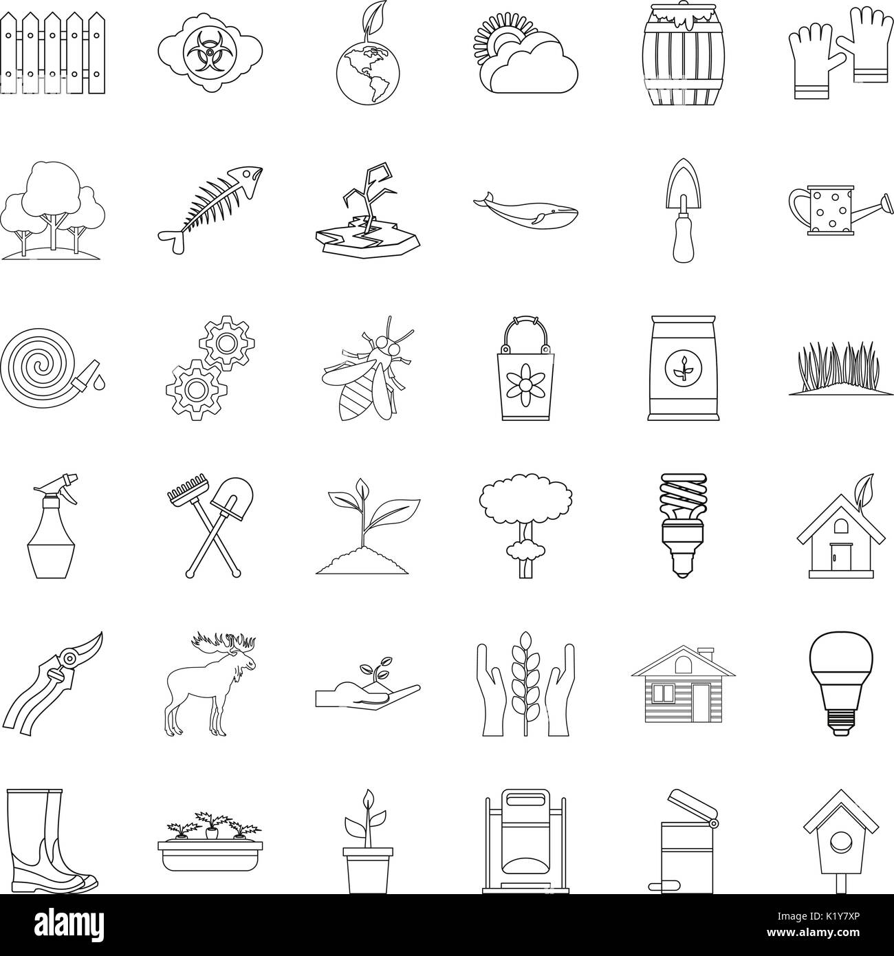 Plant icons set, outline style Stock Vector Image & Art - Alamy