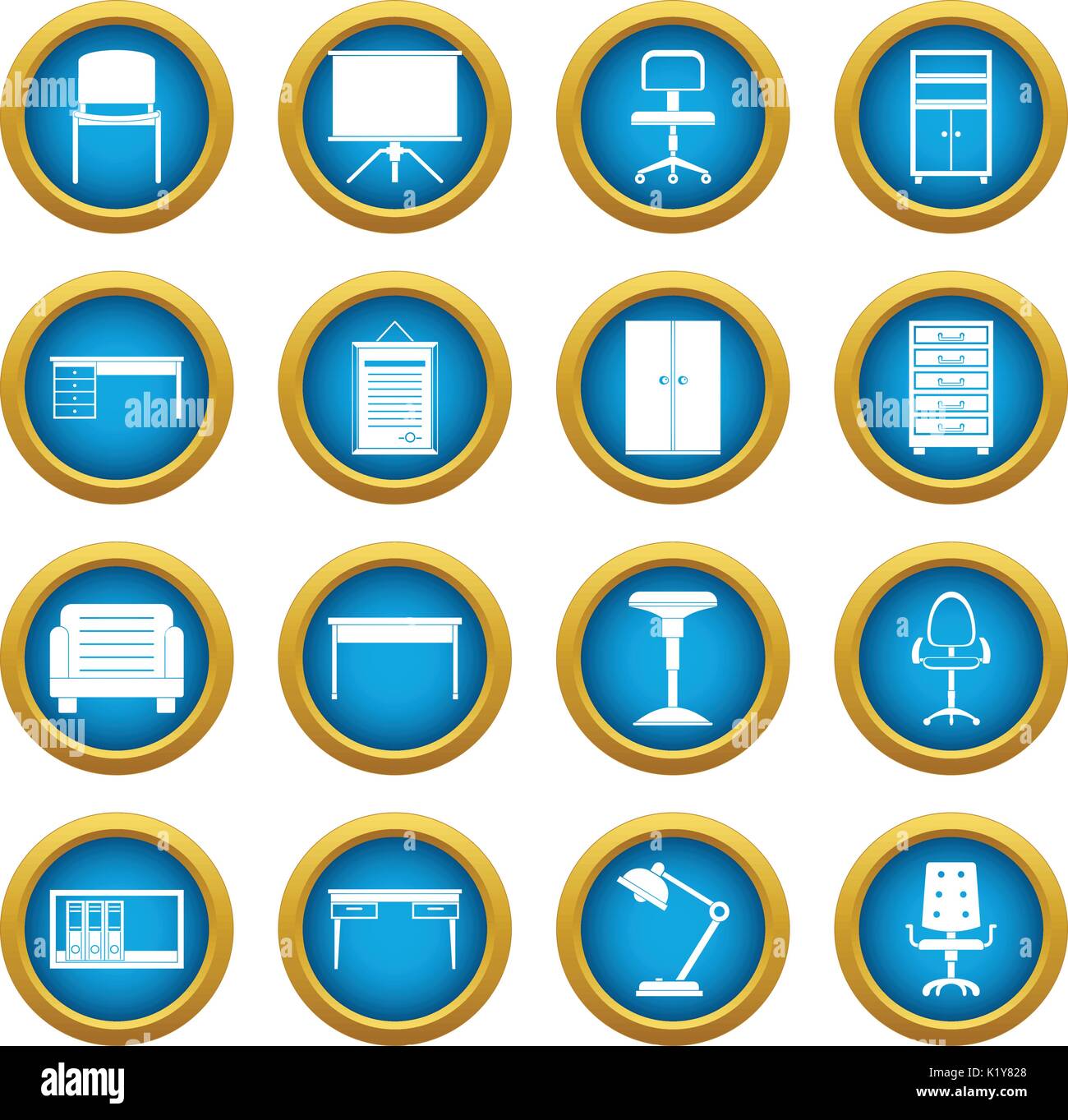 Office furniture icons blue circle set Stock Vector Image & Art - Alamy