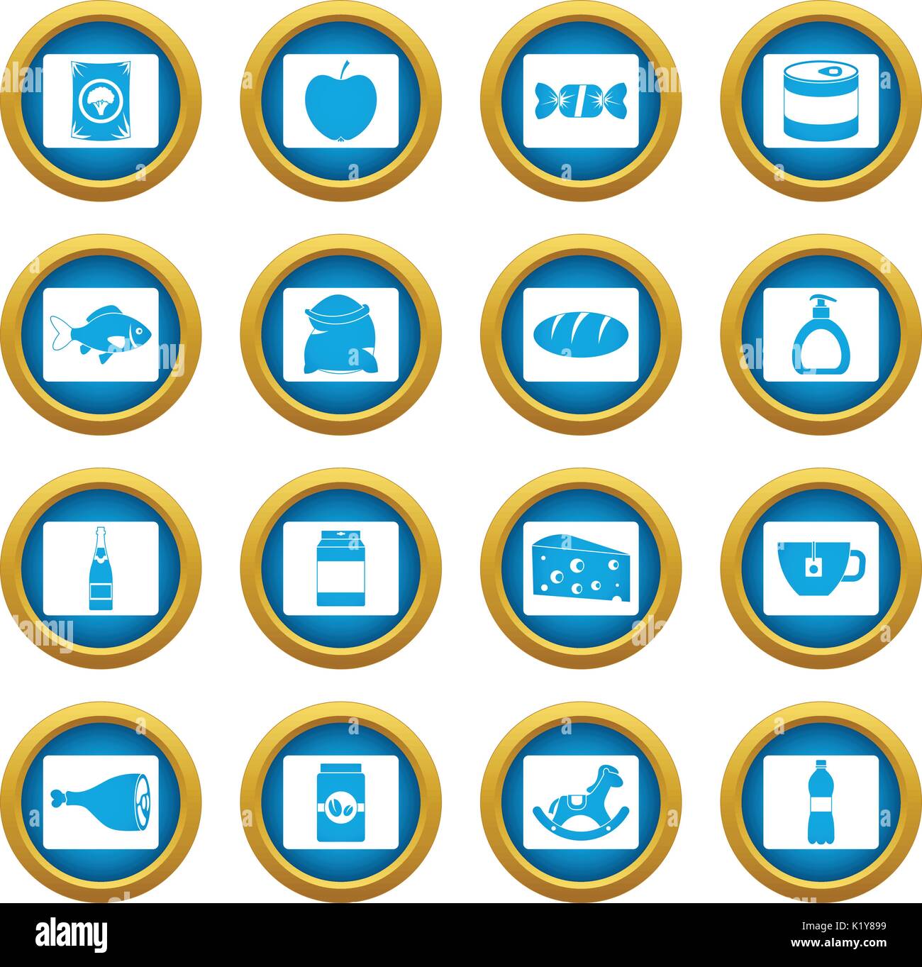 Shop navigation foods icons blue circle set Stock Vector Image & Art ...