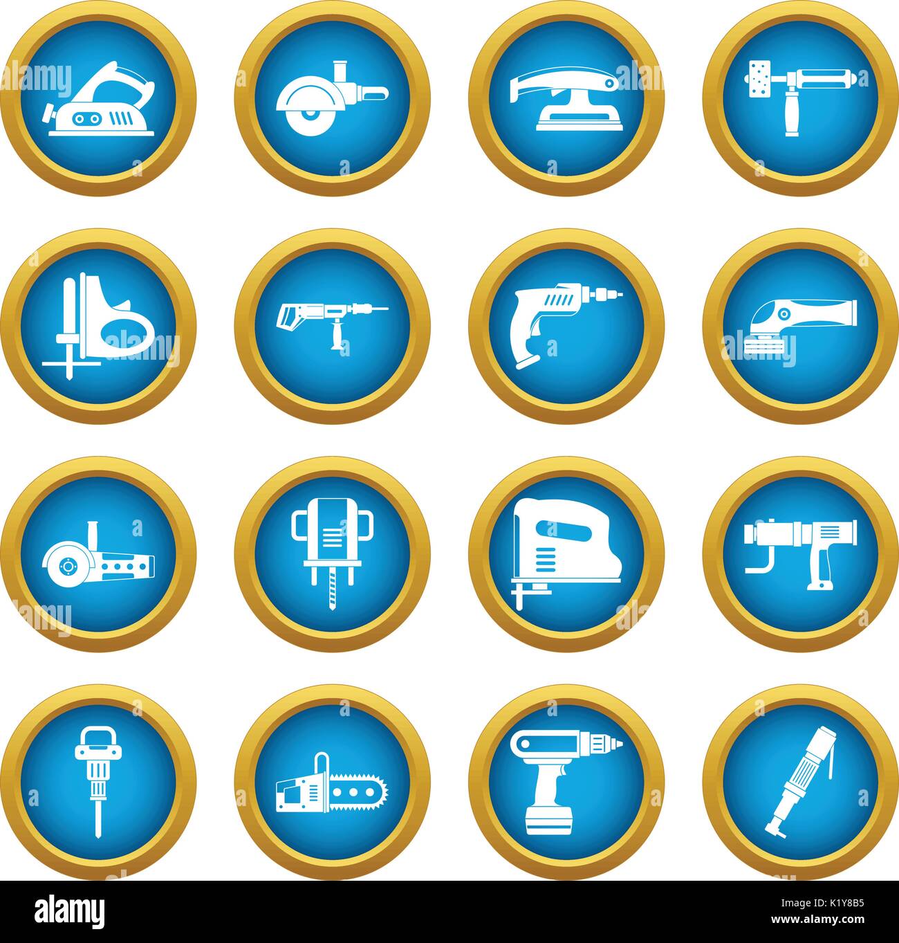 Electric tools icons blue circle set Stock Vector Image & Art - Alamy