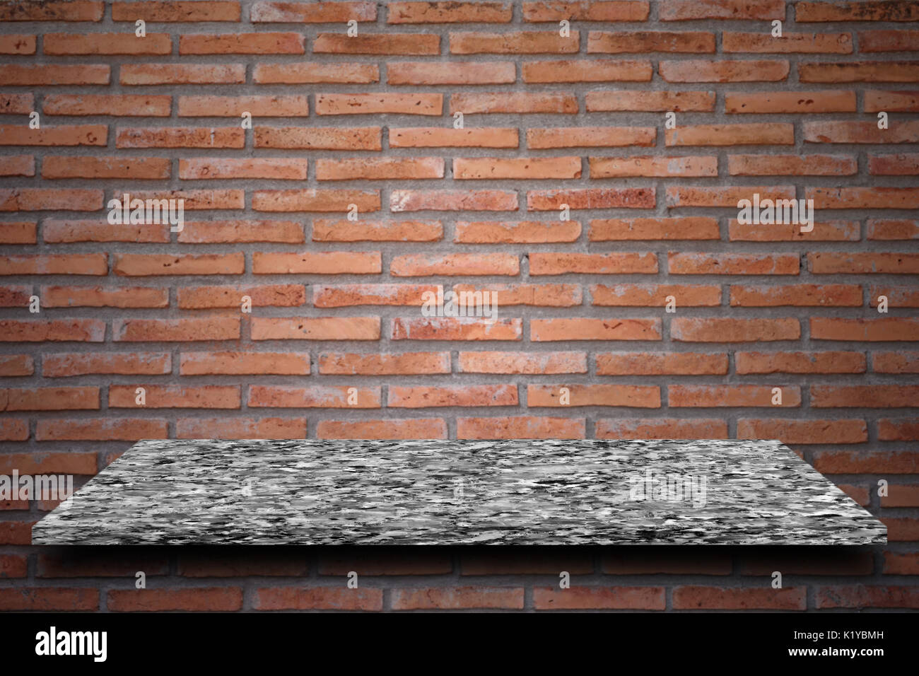 empty top of mable stone with stone wall background Stock Photo - Alamy