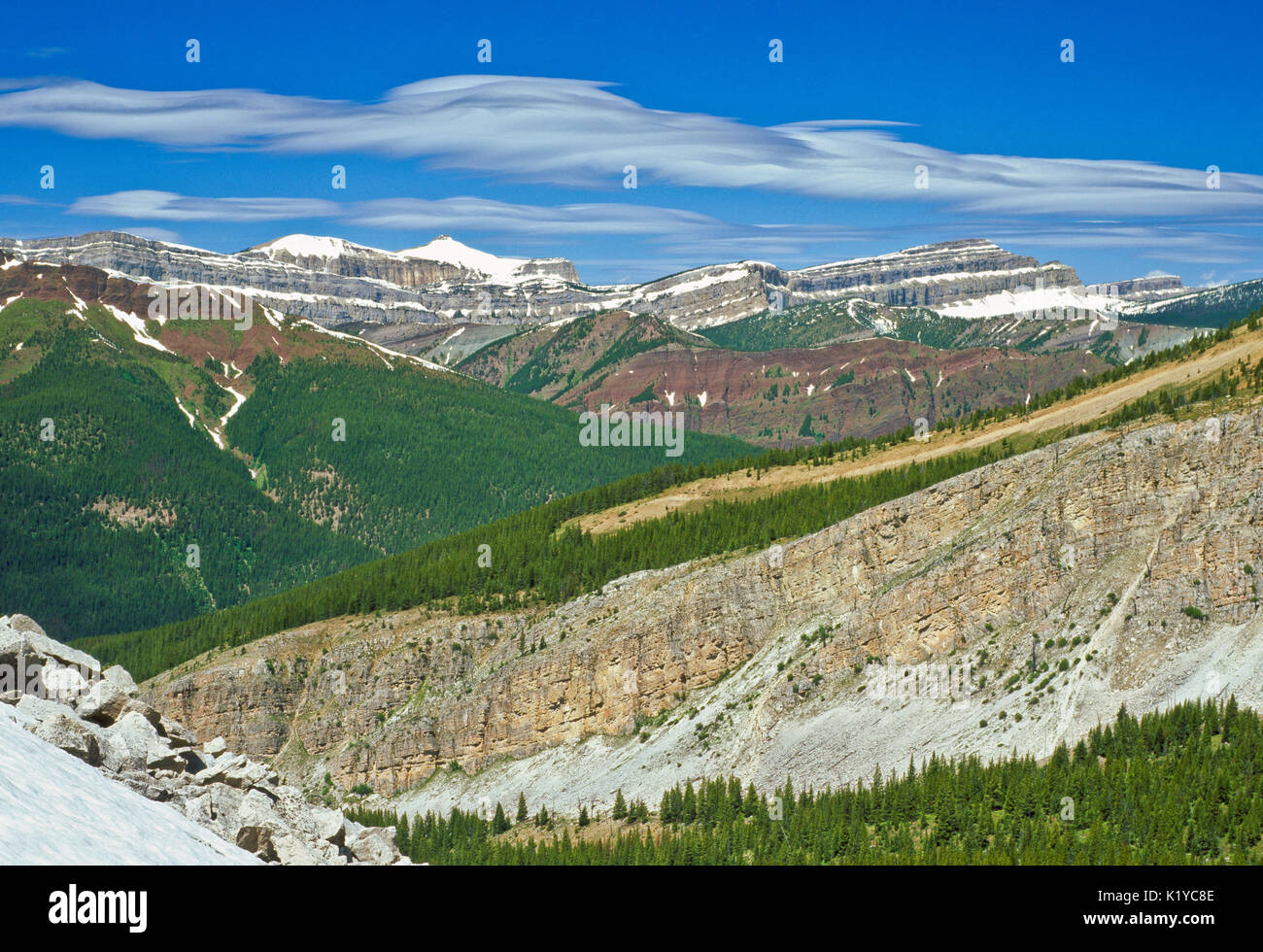 chinese wall below sphinx peak viewed from prairie reef in the bob ...
