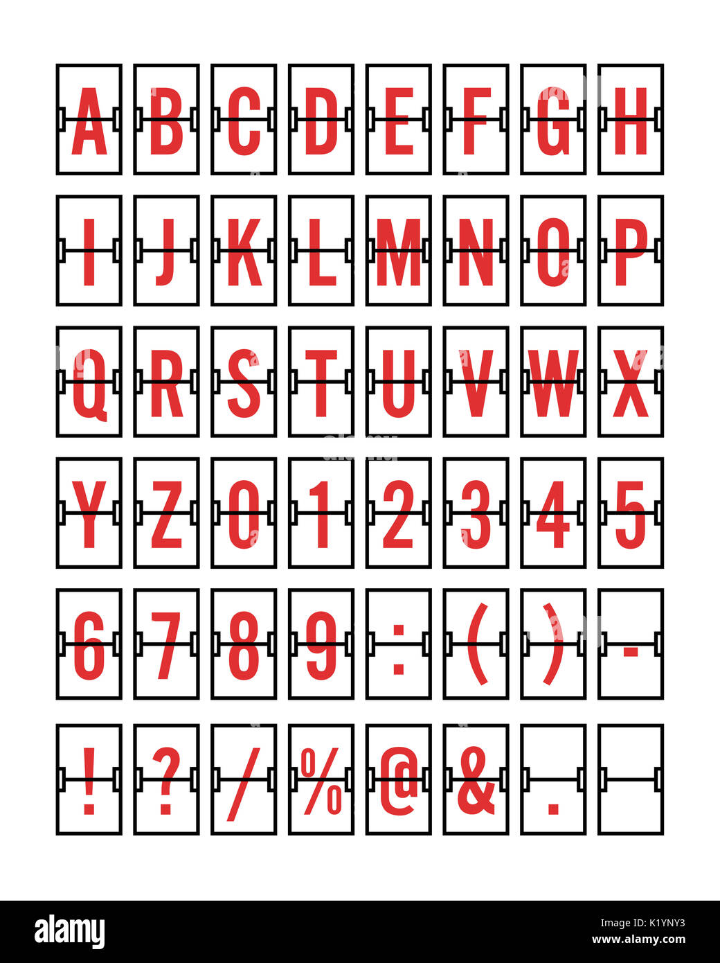 Airport Mechanical Flip Board Panel Font Vector Illustration - Red ...