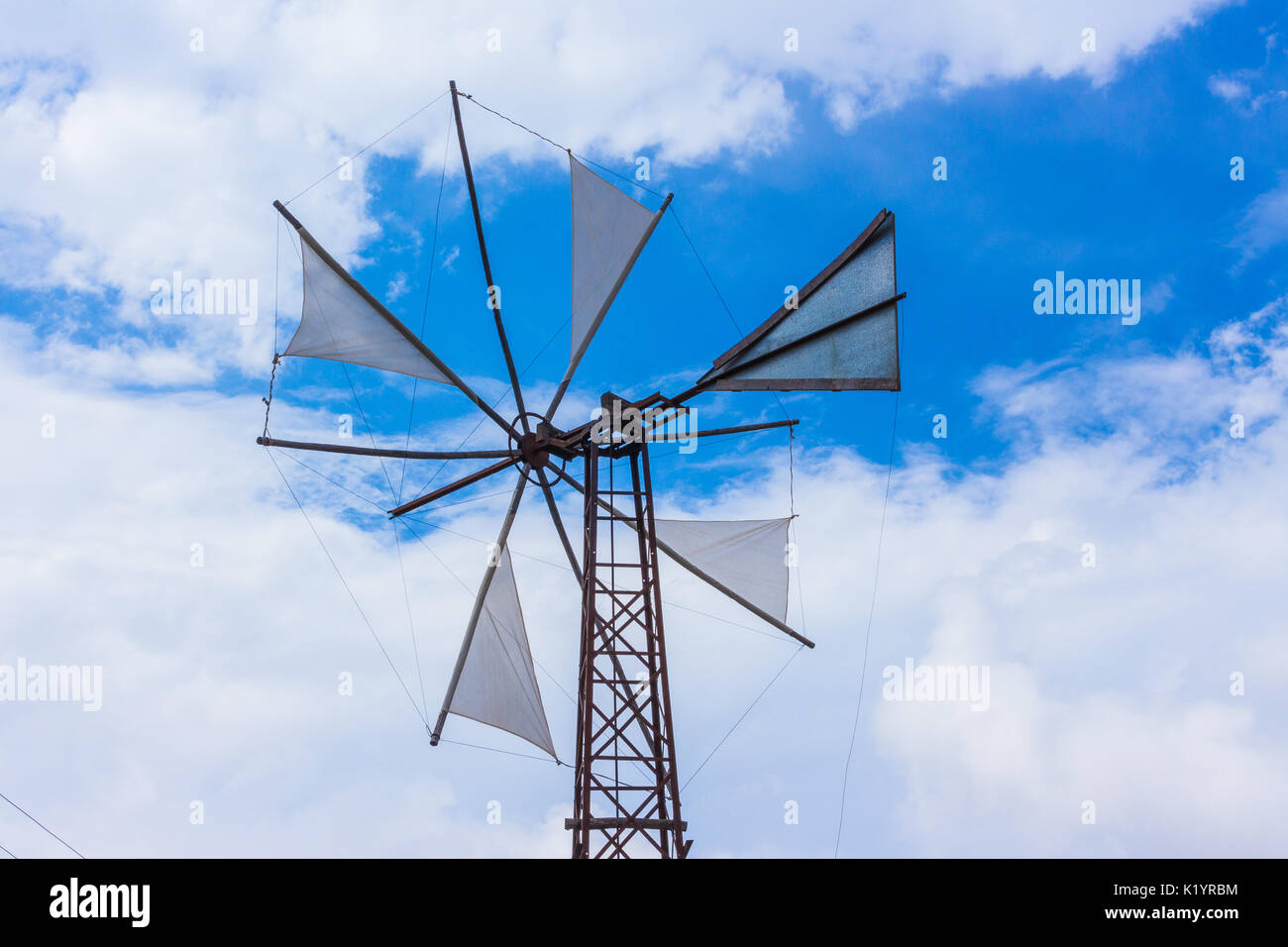 old traditional agricultural industrial greek steel windmill ...