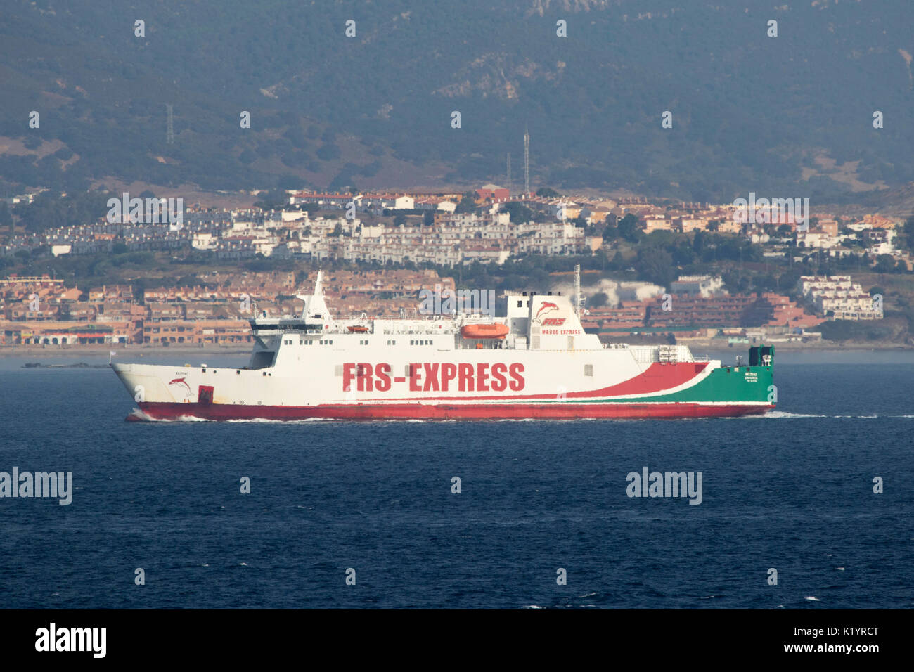 FRS Iberia Maroc Express Kattegat ferry in Gibraltar with heat haze ...