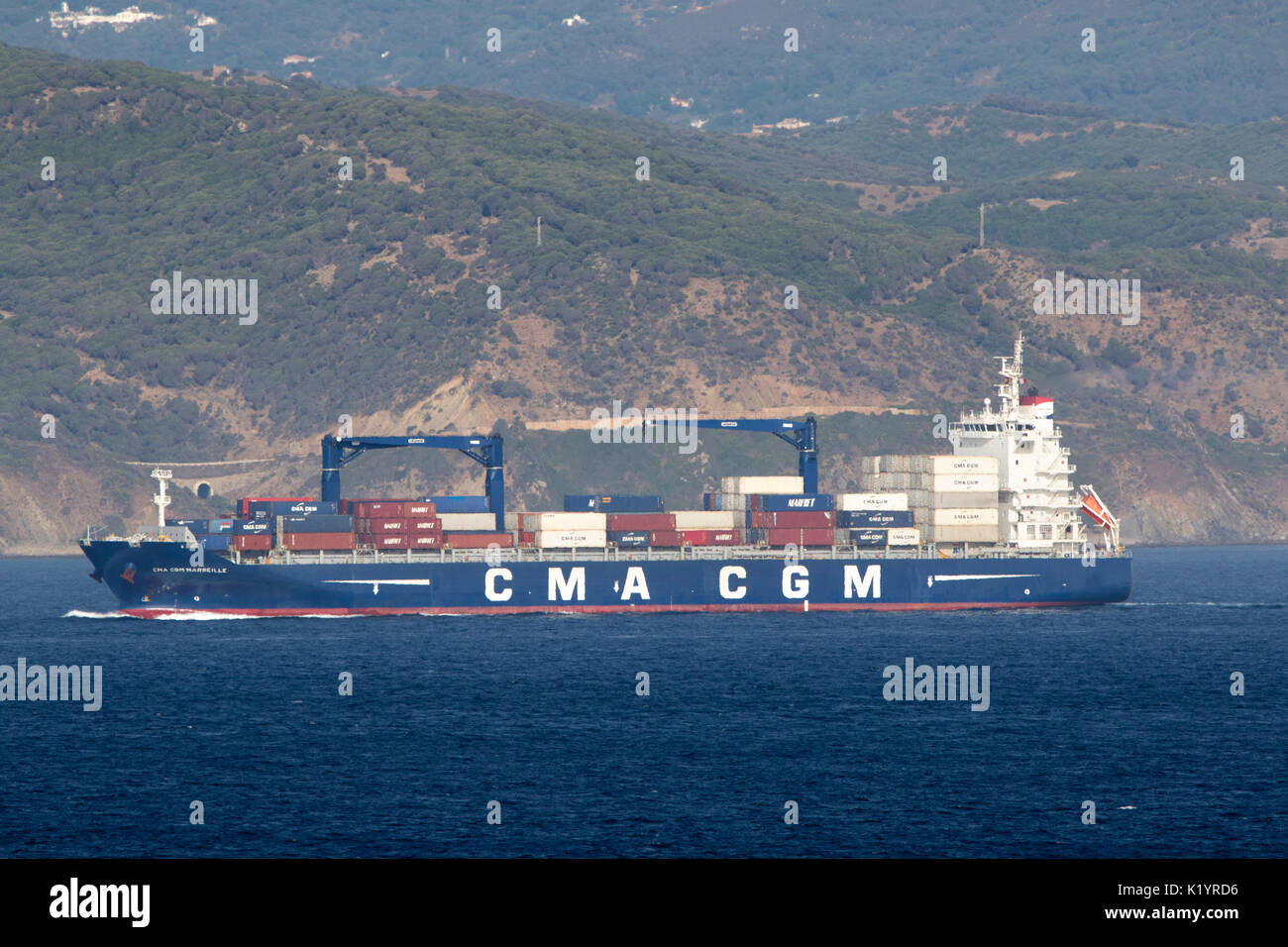 CMA CGM Marseille Container Ship in the port of Gibraltar in the ...
