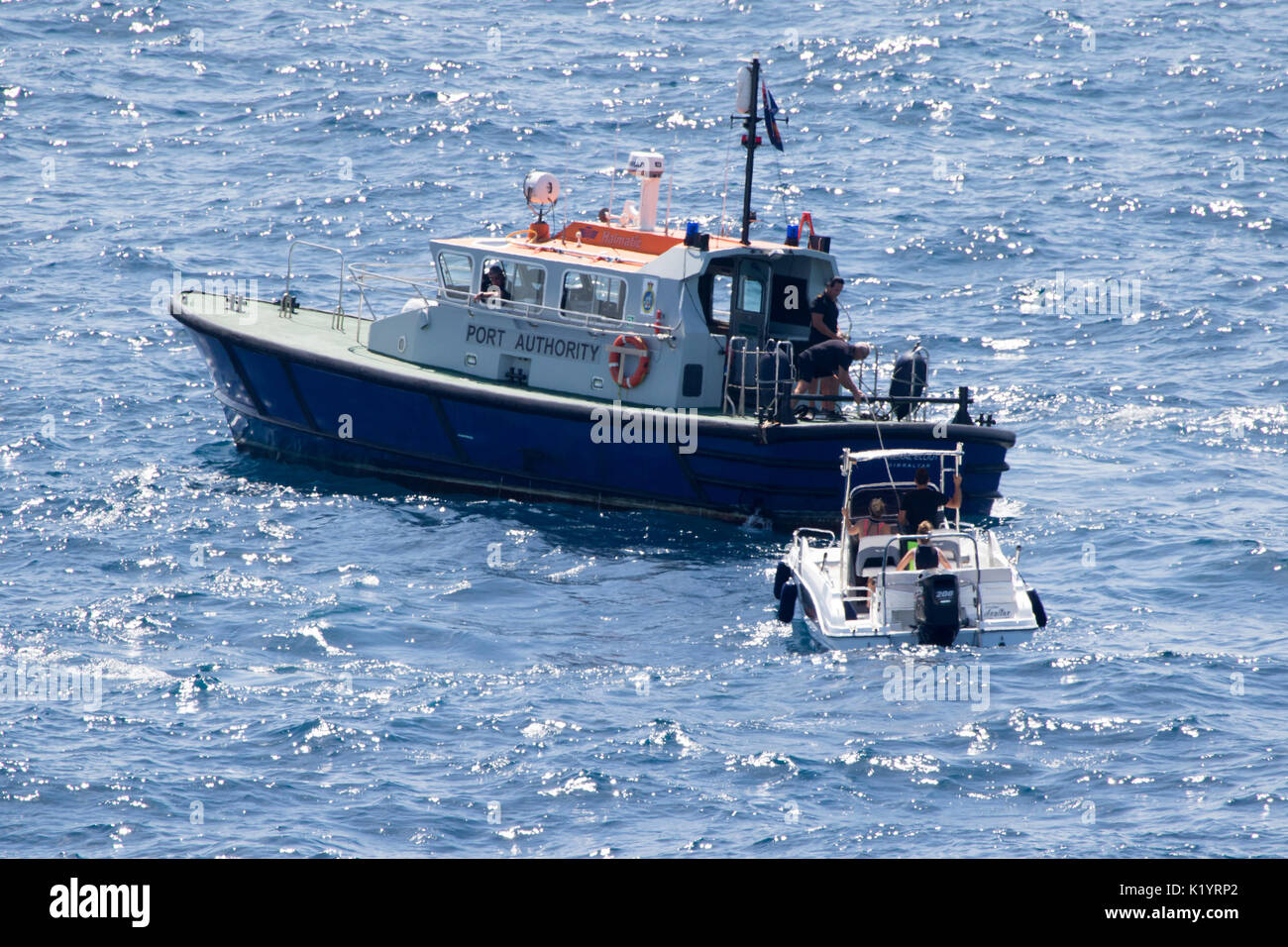 Gibraltar port authority harbour boat in the port of Gibraltar in the ...