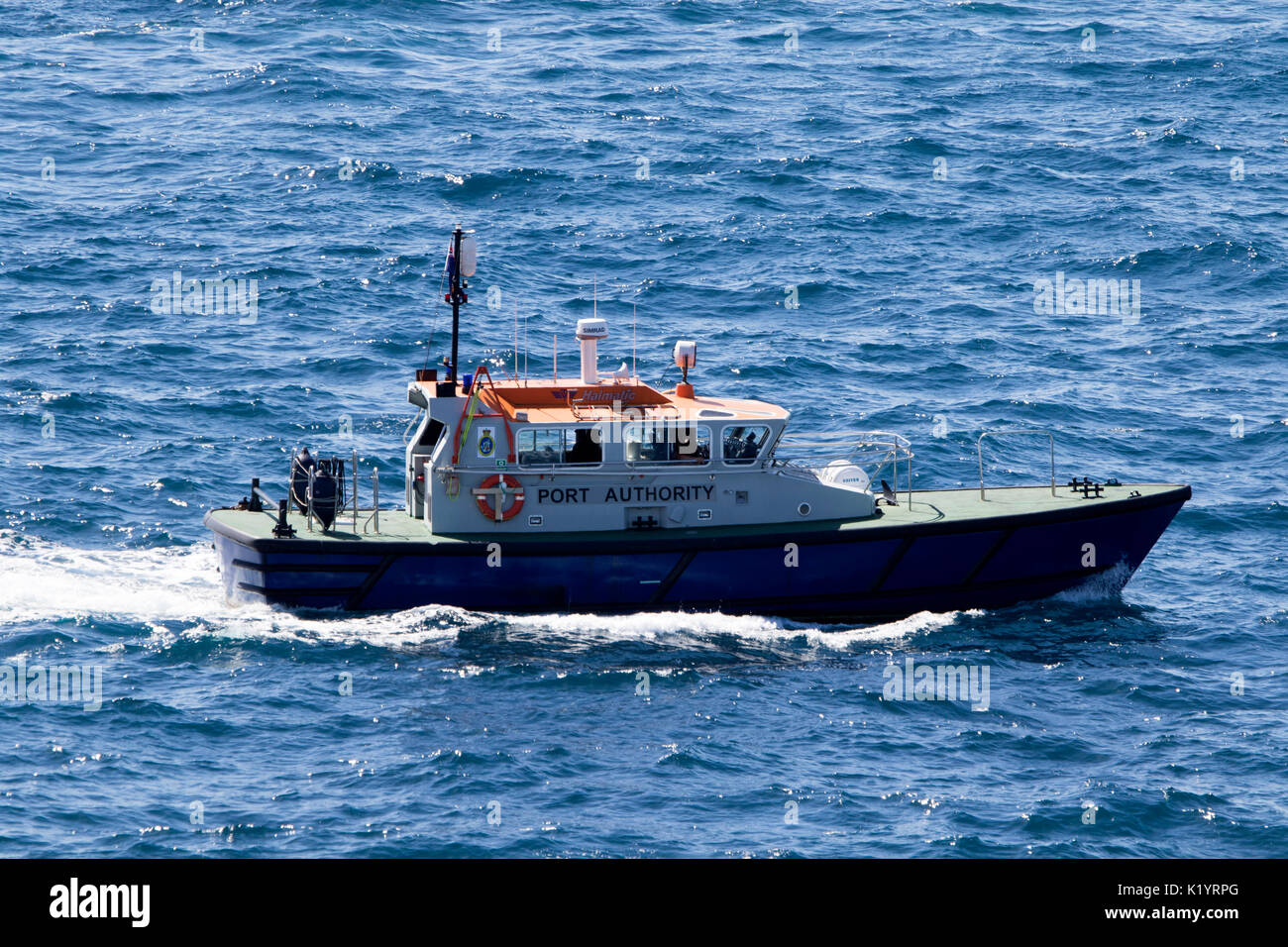 Gibraltar port authority harbour boat in the port of Gibraltar in the ...