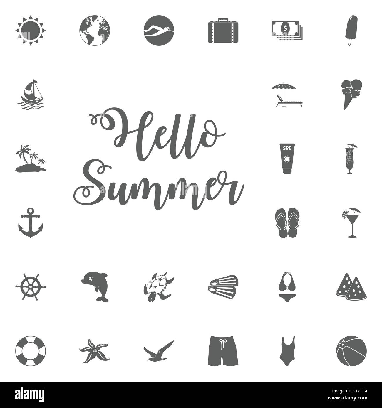 Vector hello summer icons set Stock Vector Image & Art - Alamy