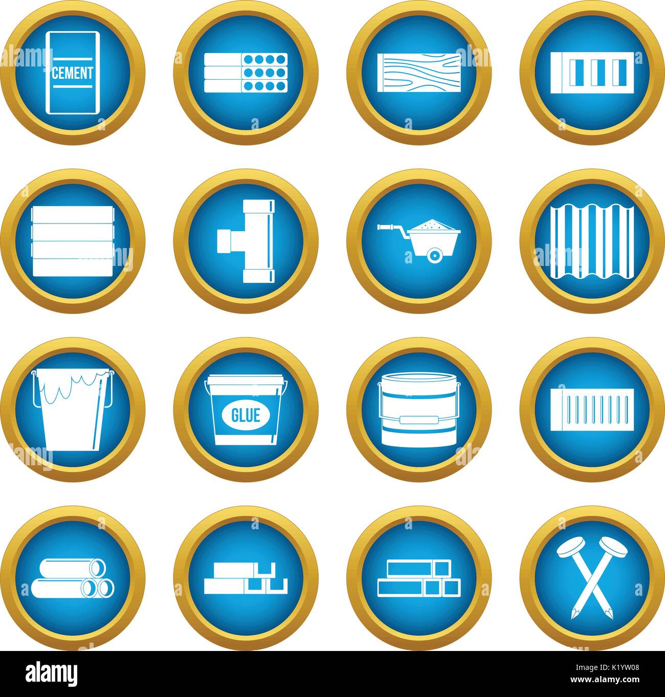 Building materials icons blue circle set Stock Vector Image & Art - Alamy