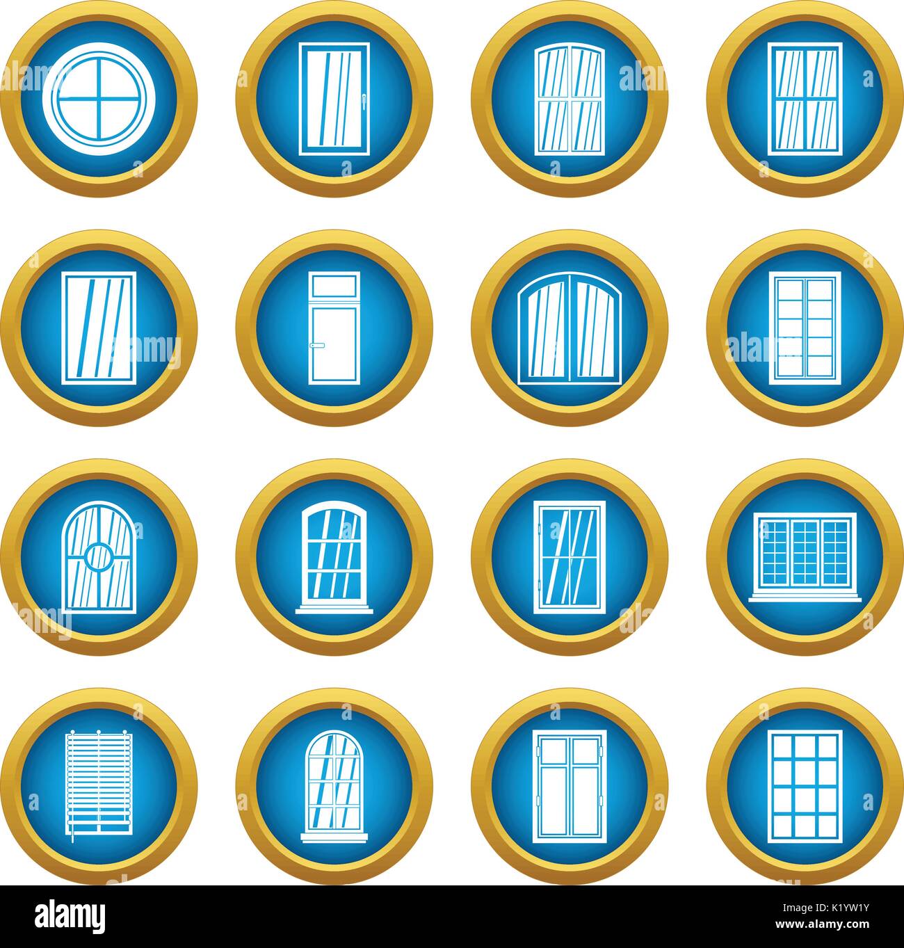 Plastic window forms icons blue circle set Stock Vector Image & Art - Alamy