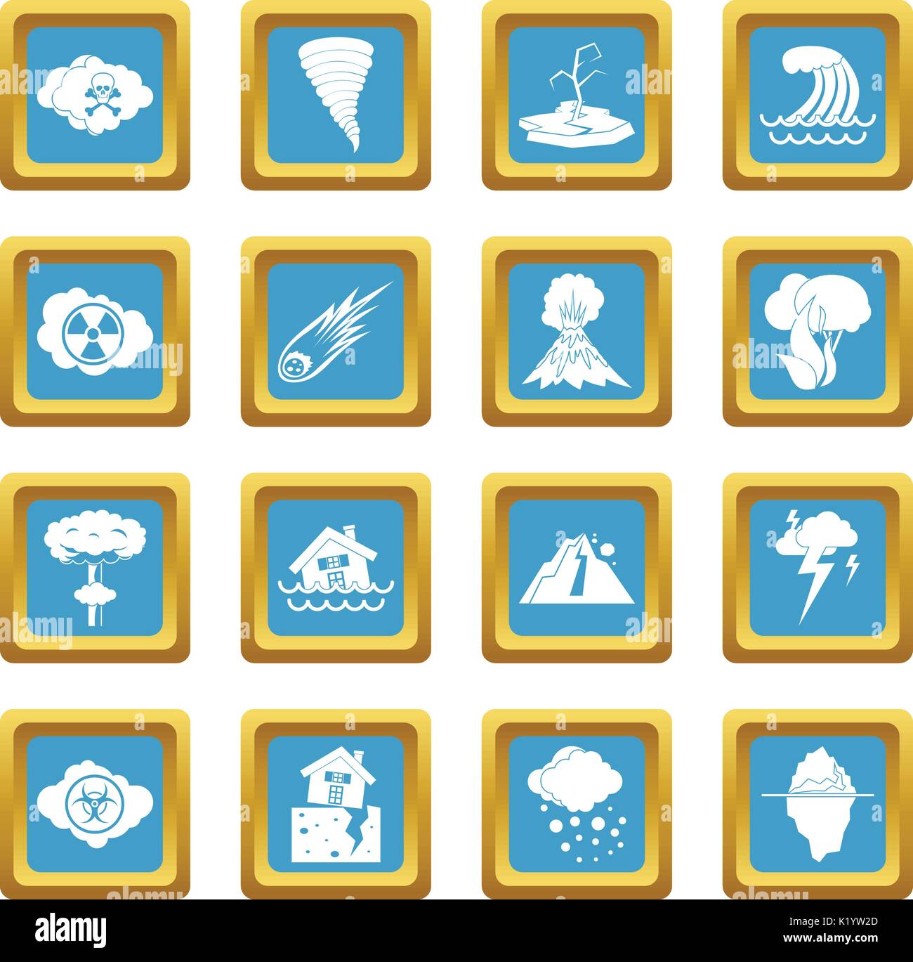 Natural disaster icons azure Stock Vector Image & Art - Alamy