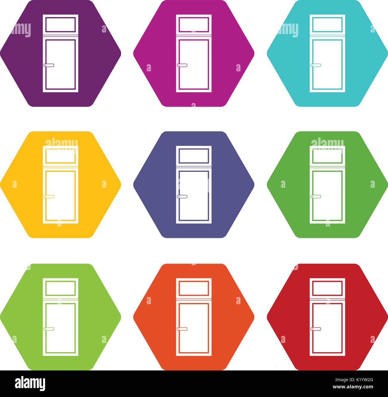 Wooden window icon set color hexahedron Stock Vector Image & Art - Alamy