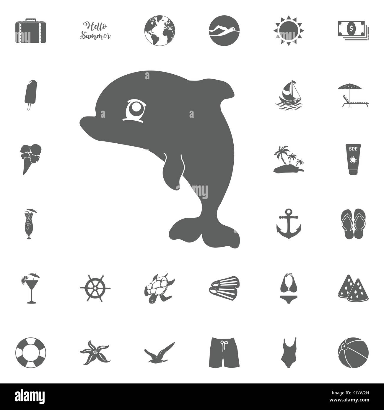 dolphin vector icon.dolphin.vector illustration. Hello summer icon ...