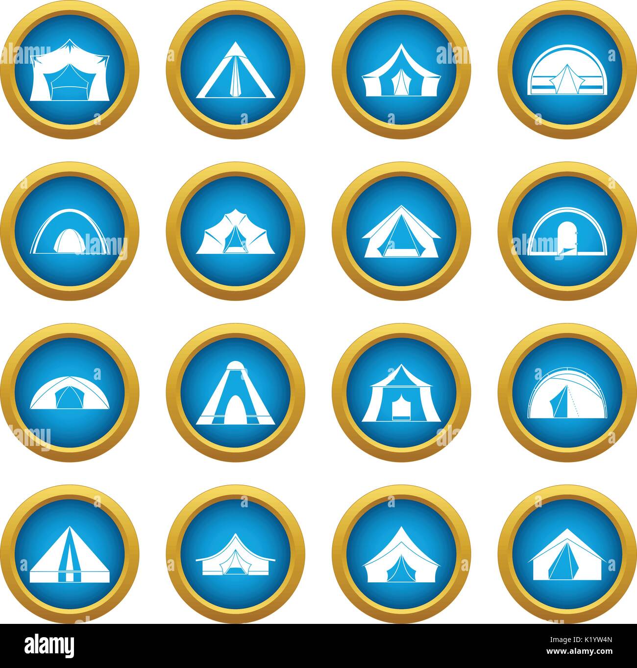 Tent forms icons blue circle set Stock Vector Image & Art - Alamy