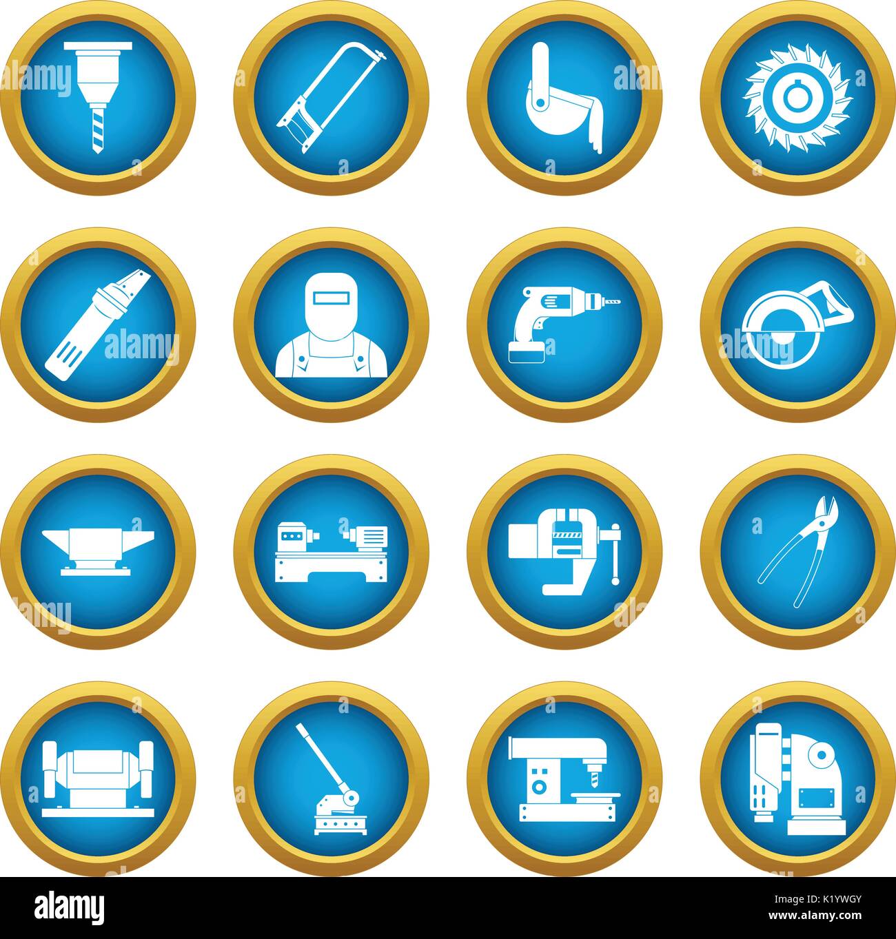 Metal working icons blue circle set Stock Vector Image & Art - Alamy