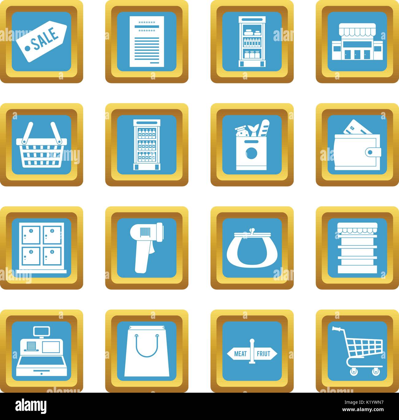 Supermarket icons azure Stock Vector Image & Art - Alamy