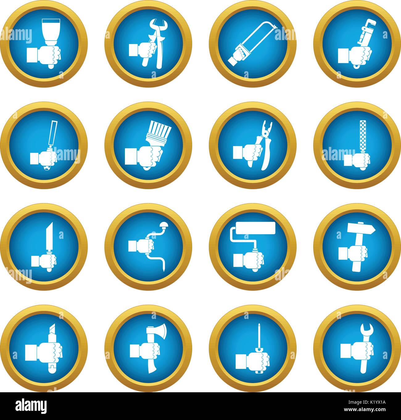 Hand tool icons blue circle set Stock Vector Image & Art - Alamy