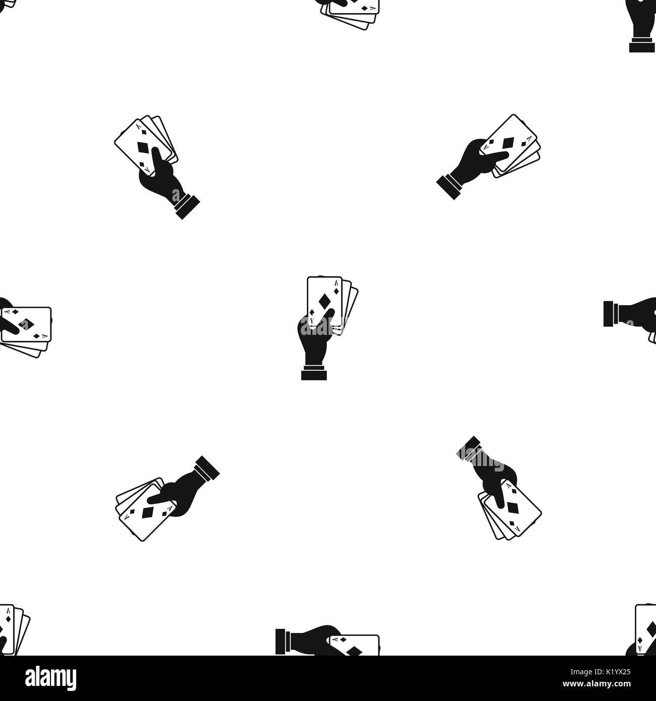 Hand holding playing cards pattern seamless black Stock Vector Image ...