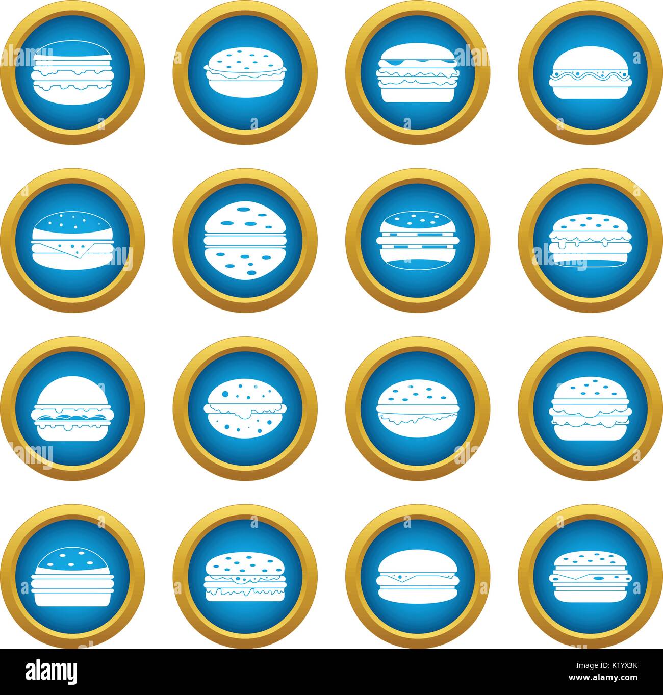 Burger icons blue circle set Stock Vector Image & Art - Alamy