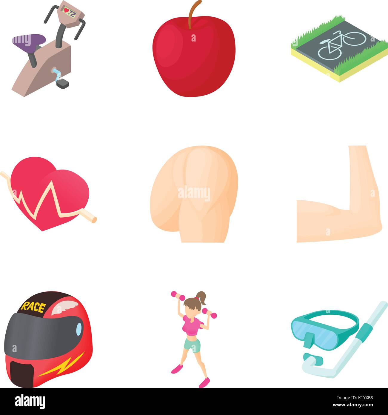 Cardio training icons set, cartoon style Stock Vector Image & Art - Alamy