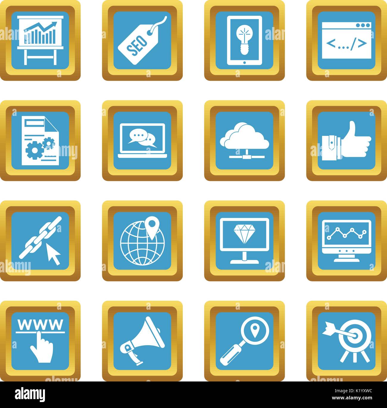 SEO icons azure Stock Vector Image & Art - Alamy