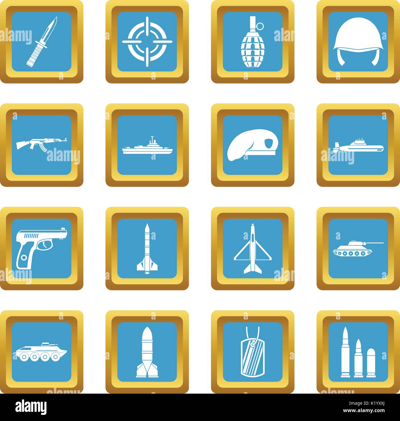 Military icons azure Stock Vector Image & Art - Alamy