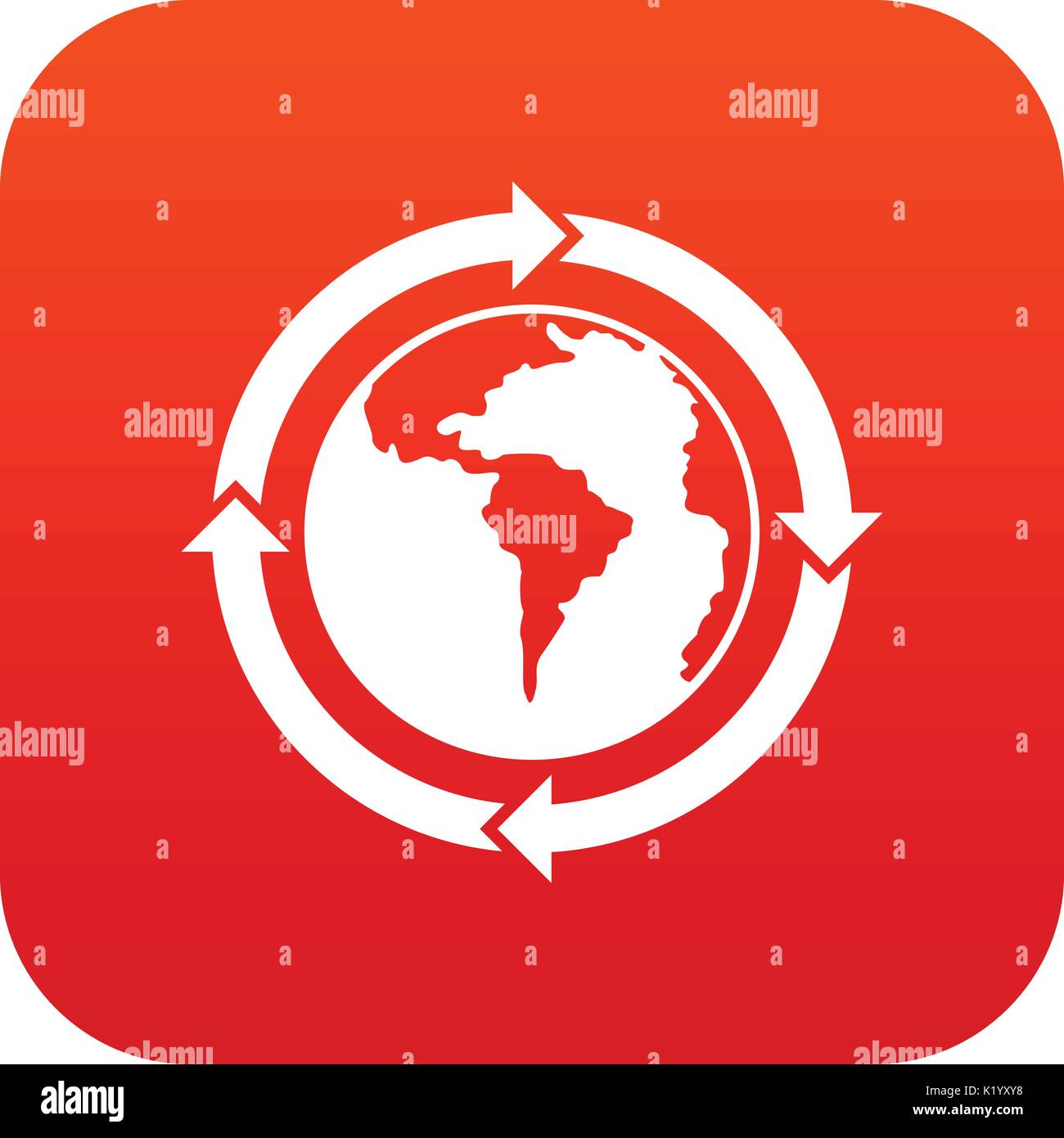 Round arrows around world planet icon digital red Stock Vector Image ...