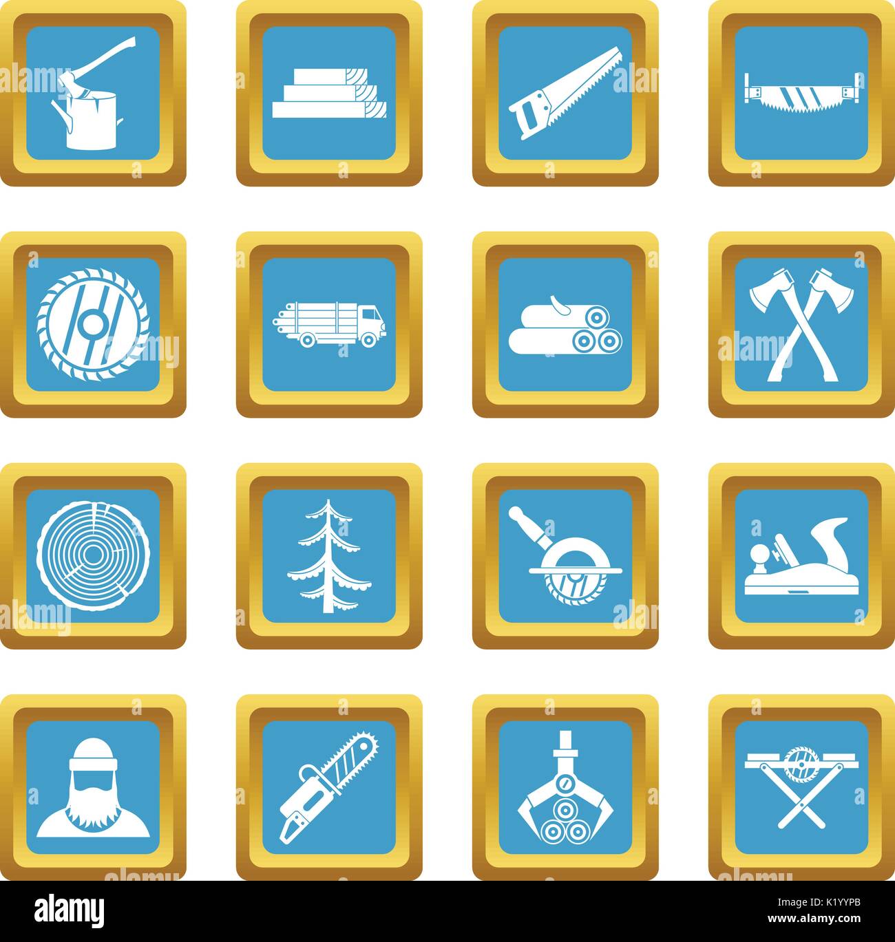Timber industry icons azure Stock Vector Image & Art - Alamy