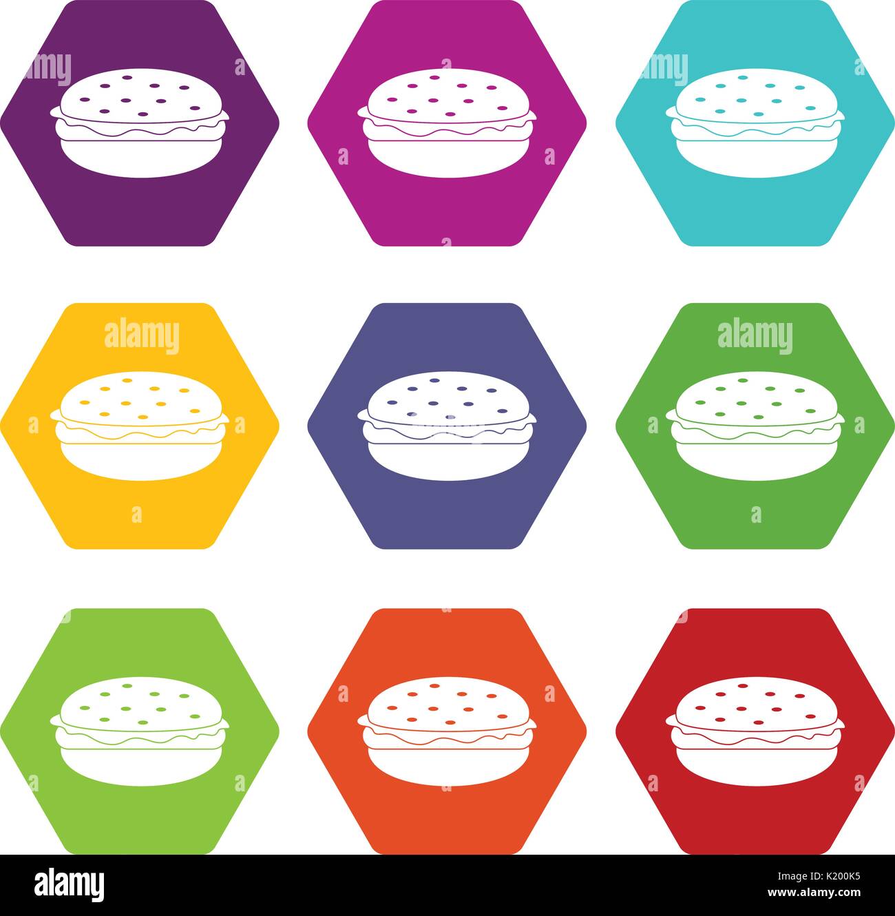 Burger icon set color hexahedron Stock Vector Image & Art - Alamy