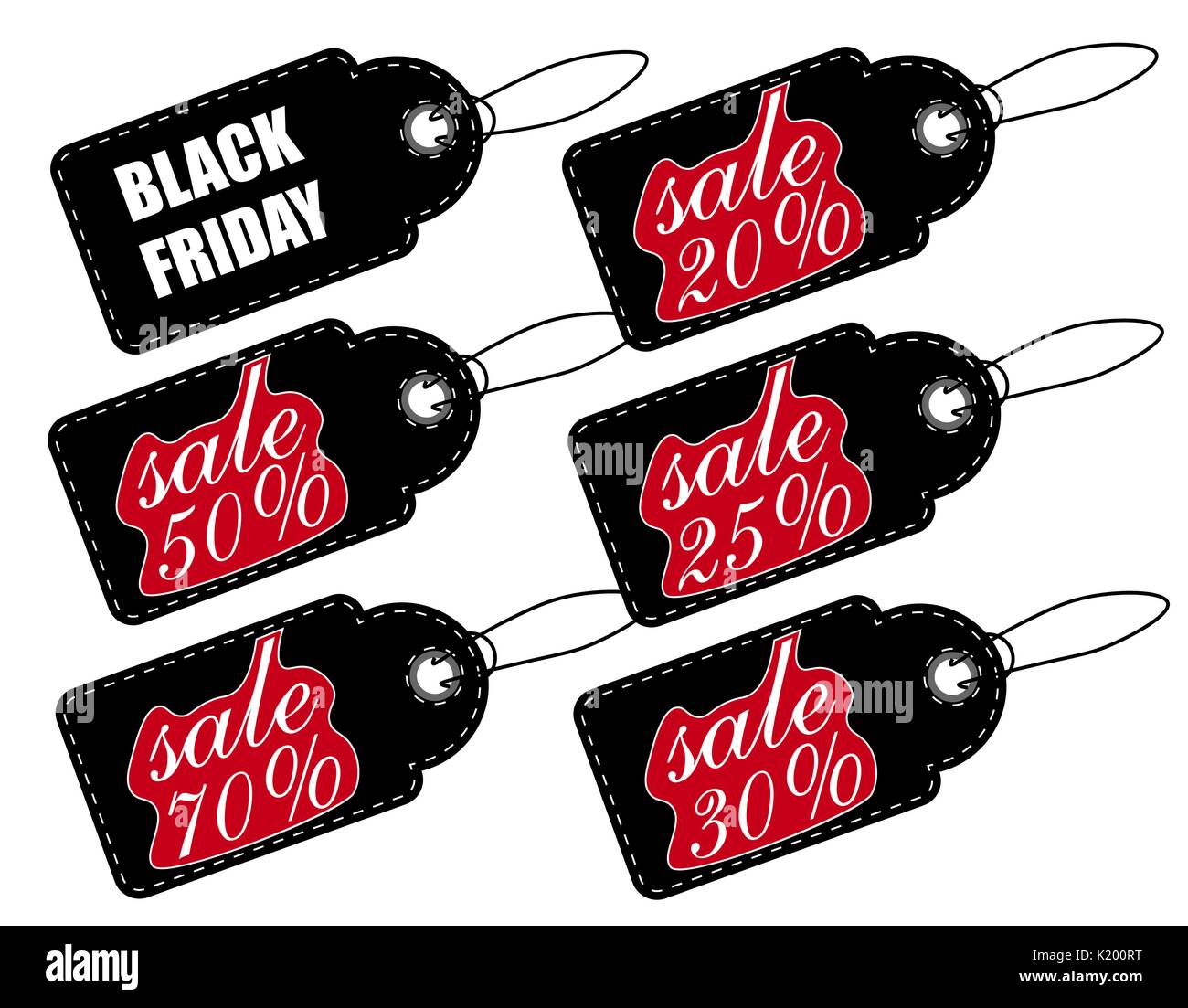 Sale, price tag. A set of different discounts. Sign isolated on white ...