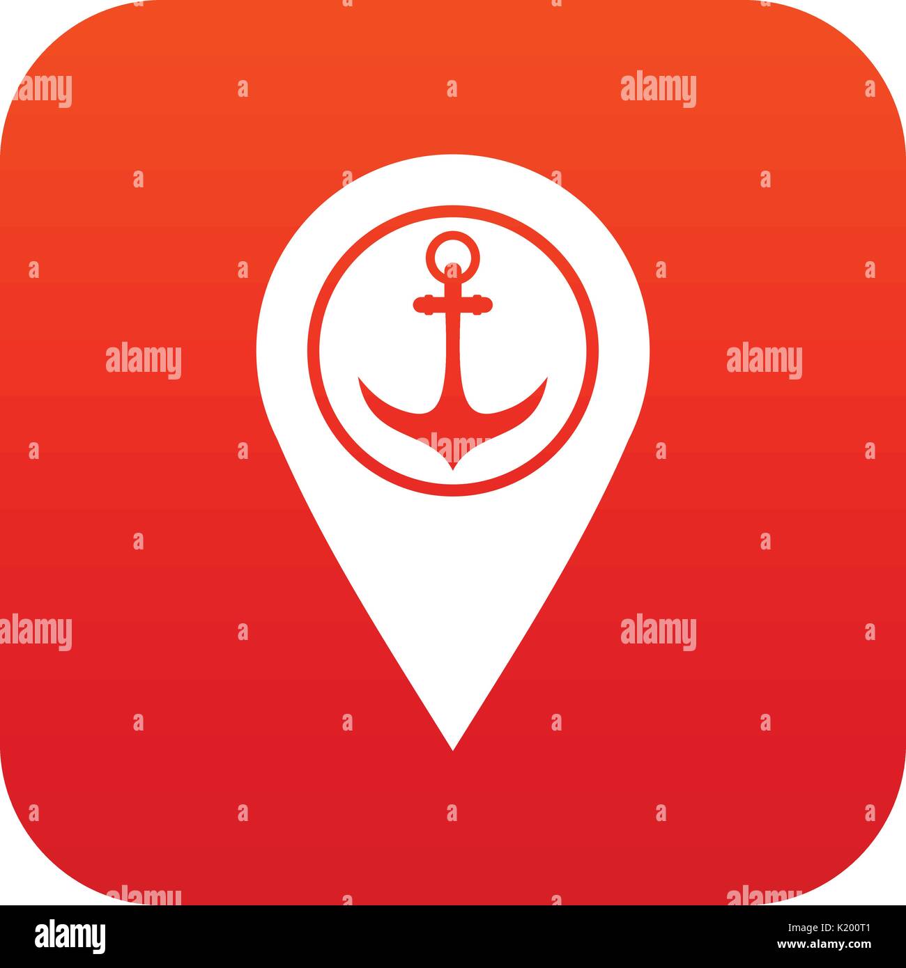 Map pointer with symbol anchor and sea port icon digital red Stock ...