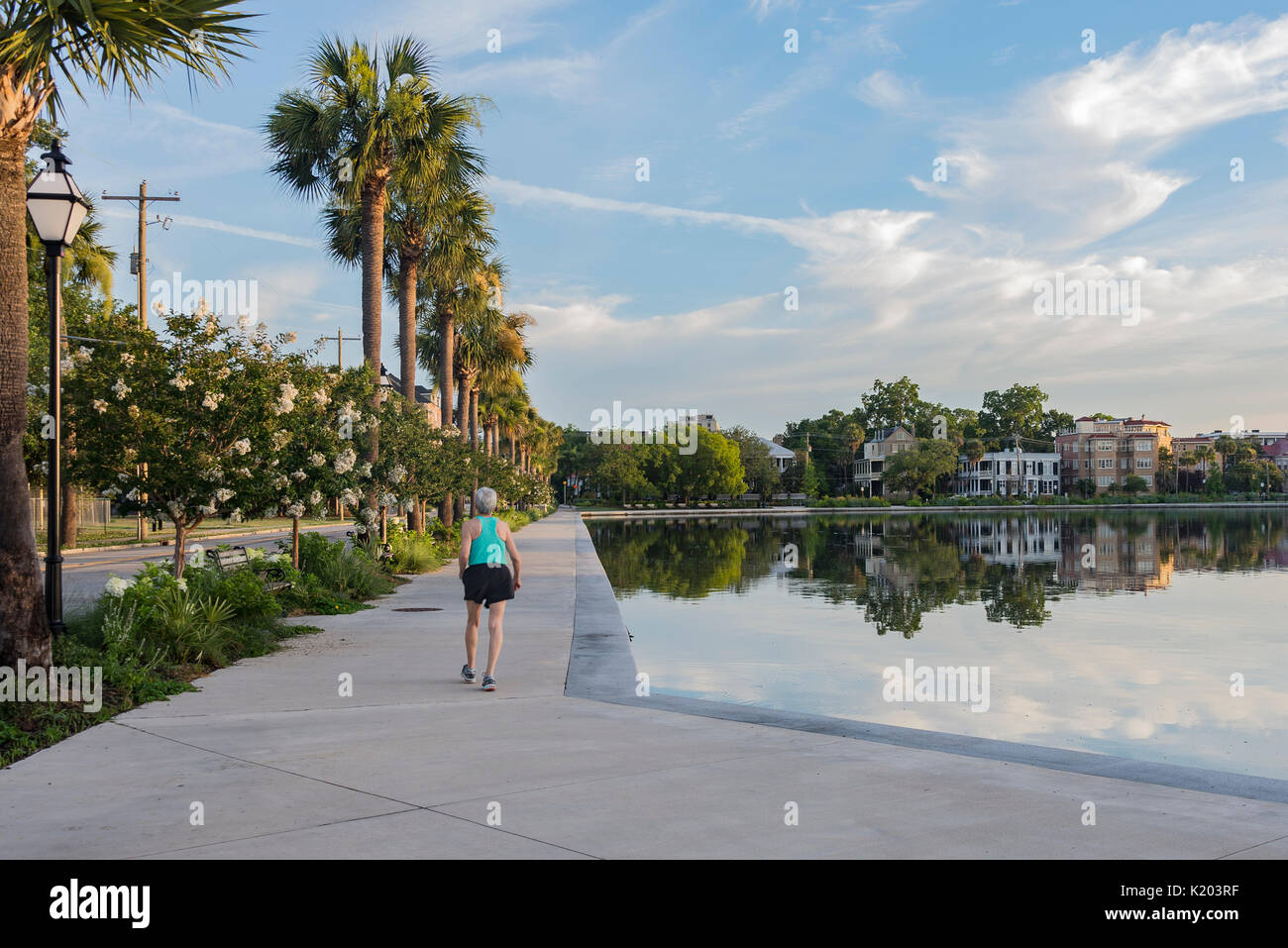 America, Charleston, South Carolina Colonial Lake, a tidal pond Stock ...
