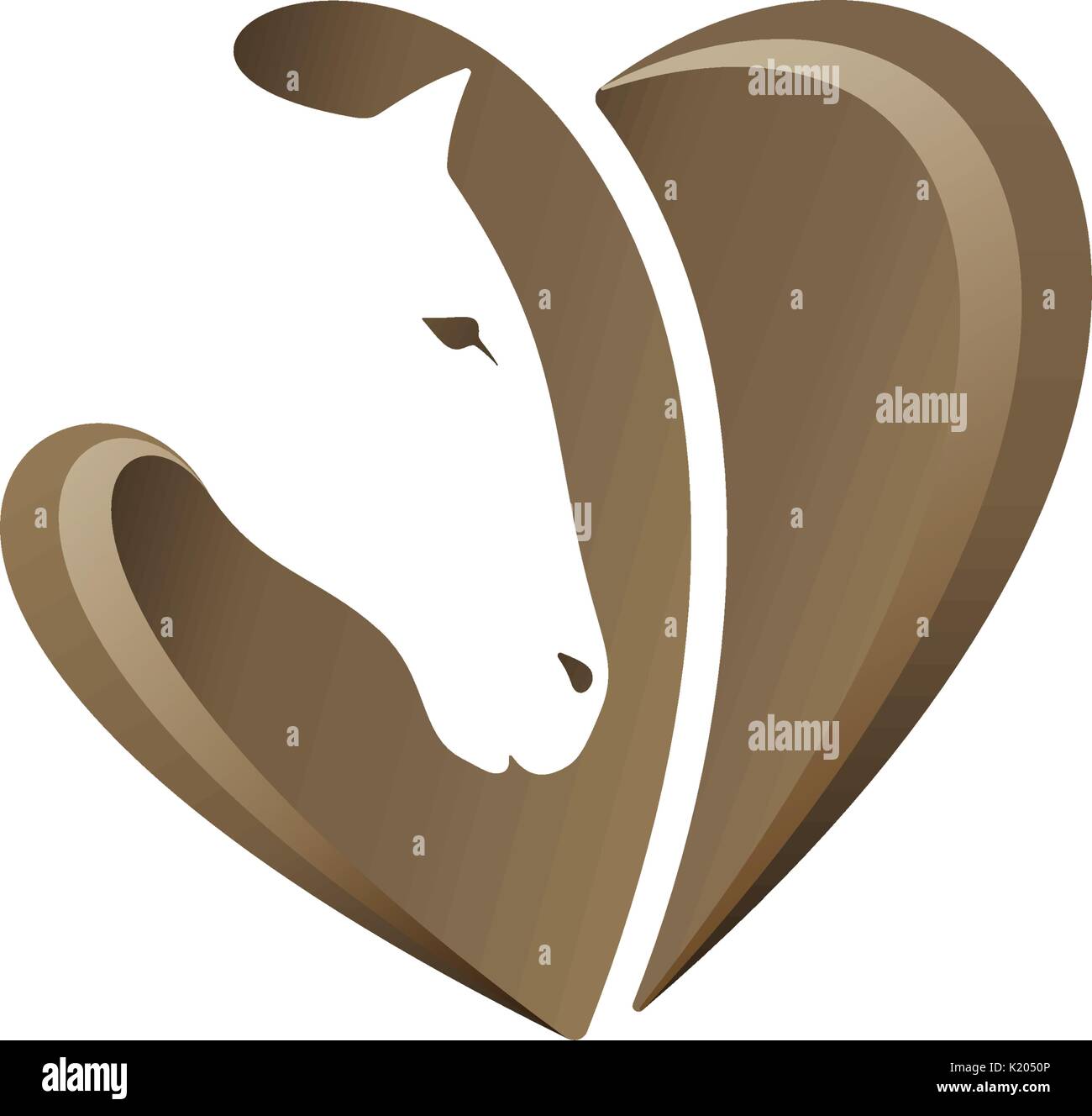 Horse love template with negative space. Horse head with heart shape on ...