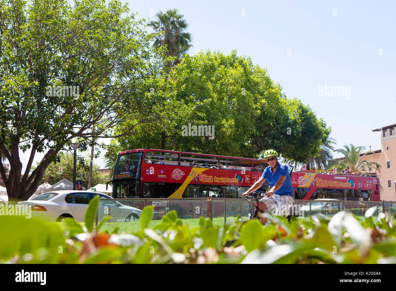 Palma Sightseeing bus at Palma de Mallorca resort city capital of the ...