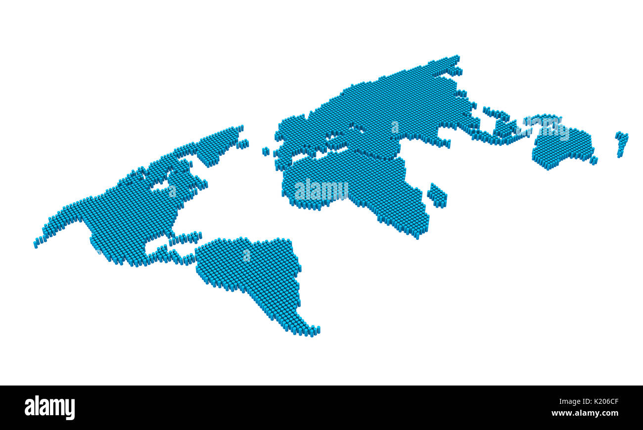 Pixel world map background Cut Out Stock Images & Pictures - Alamy