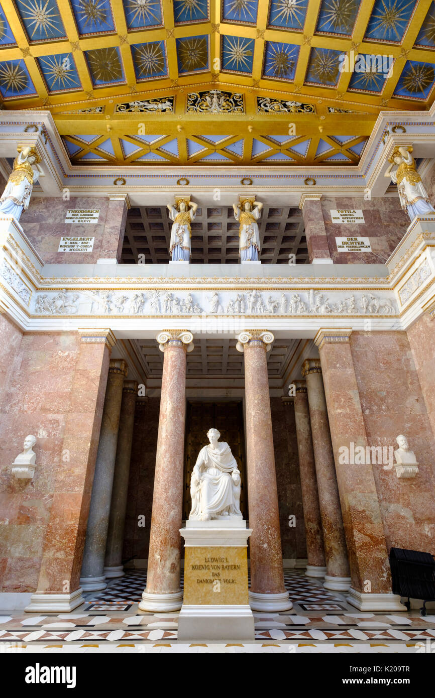 Statue of King Ludwig I, Walhalla, Donaustauf, Bavarian Forest, Upper ...