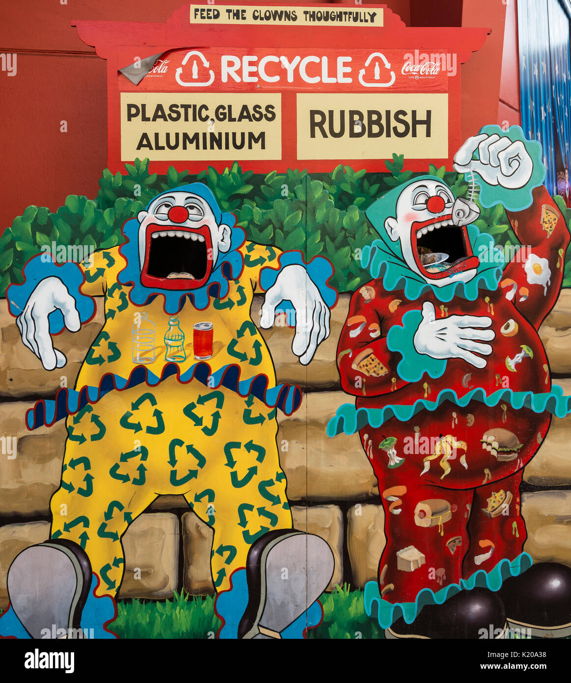 Clowns eating trash, caricature on a trash can, trash separation ...