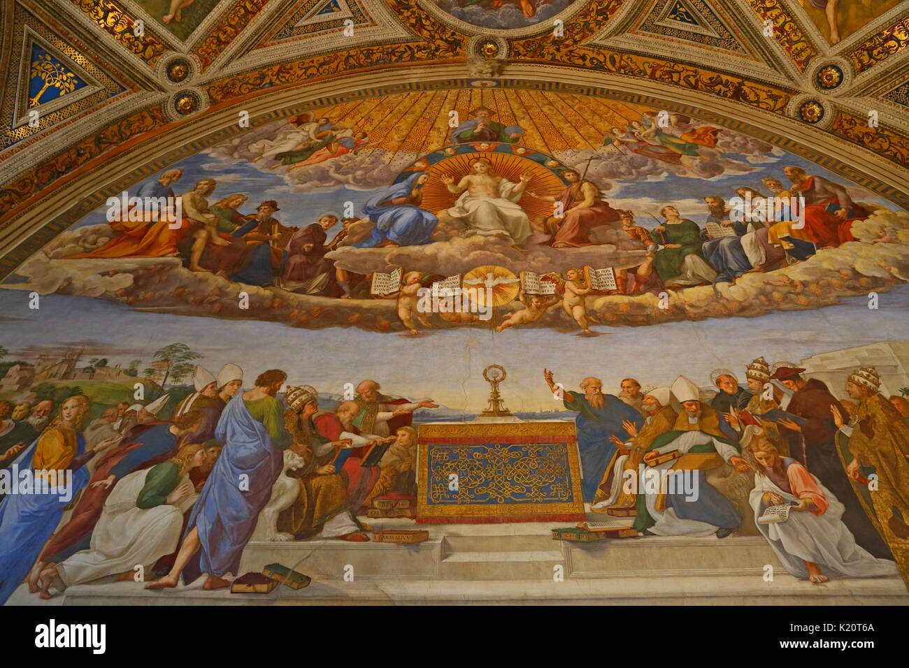 interiors and architectural details of Raphael rooms in Vatican museum ...