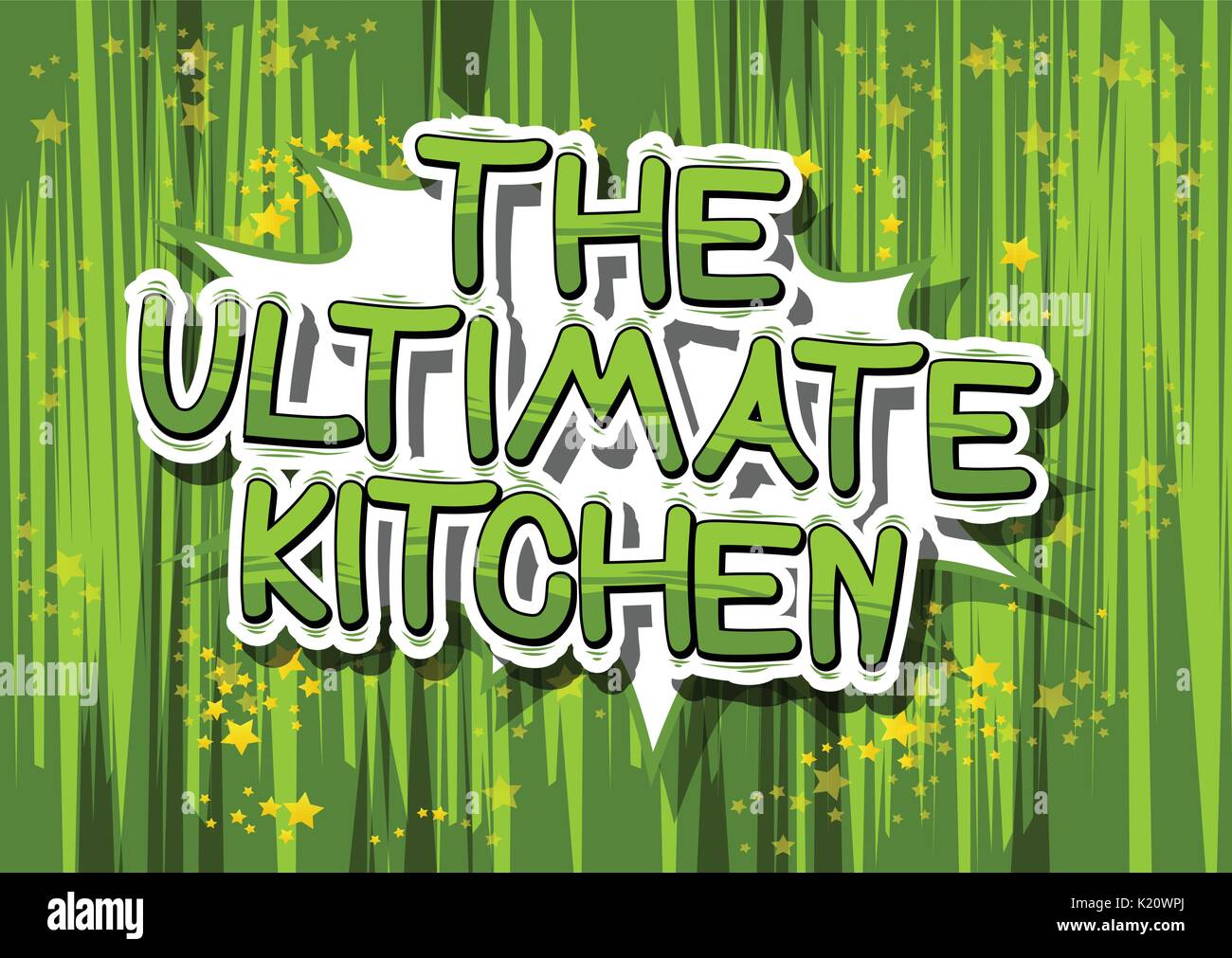 The Ultimate Kitchen - Comic book word on abstract background Stock ...