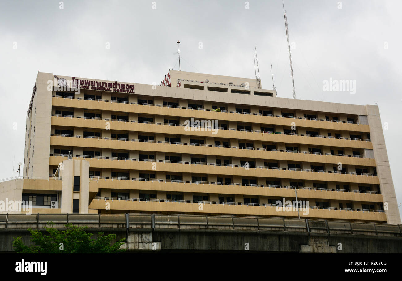 Bangkok, Thailand - Jun 18, 2016. The Police Hospital building in ...