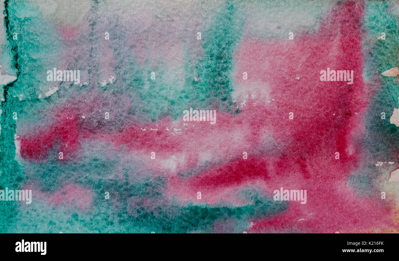 Turquoise red watercolor abstraction background. Element of design ...