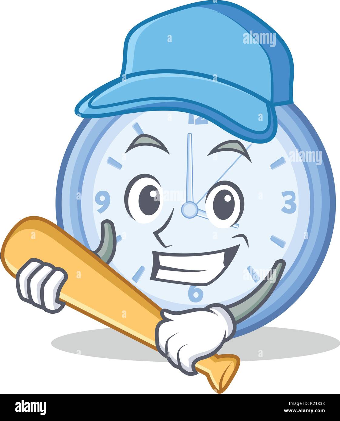 Playing baseball clock character cartoon style Stock Vector Image & Art ...