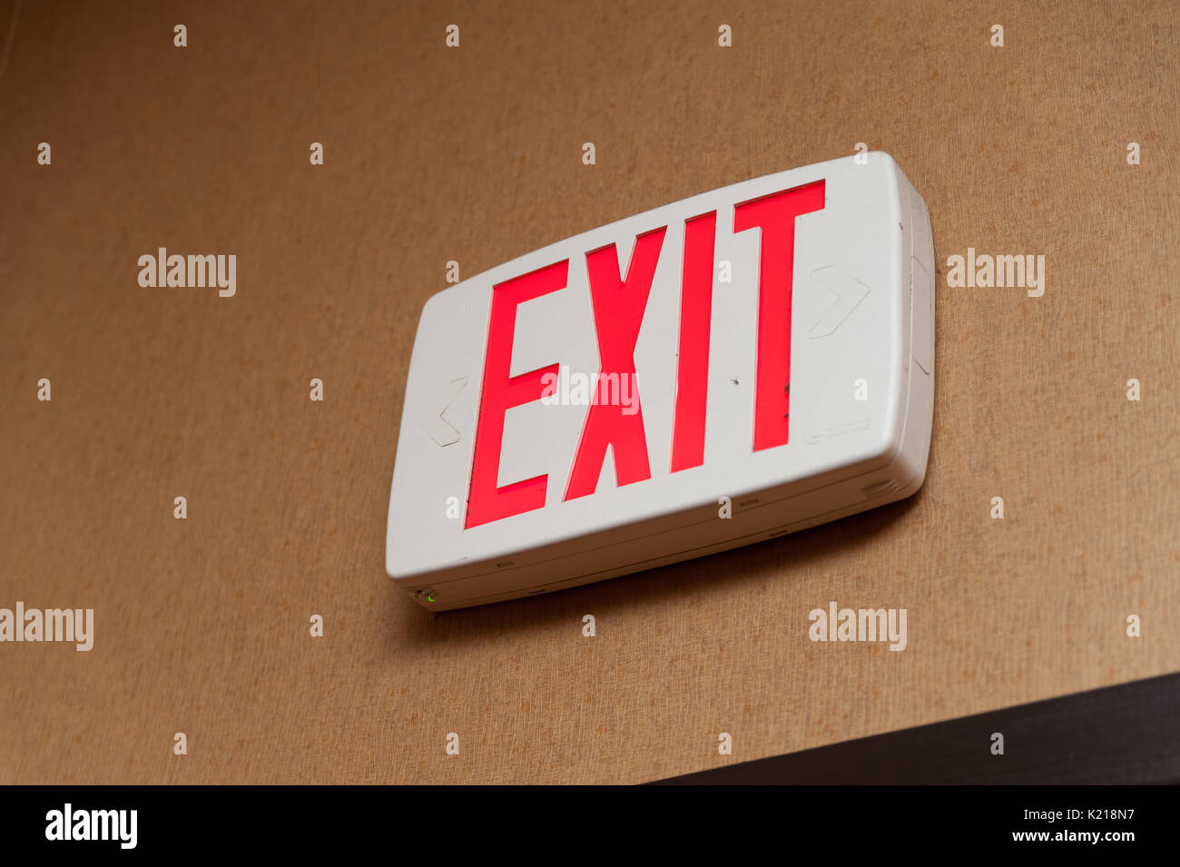 Emergency exit sign close up Stock Photo - Alamy