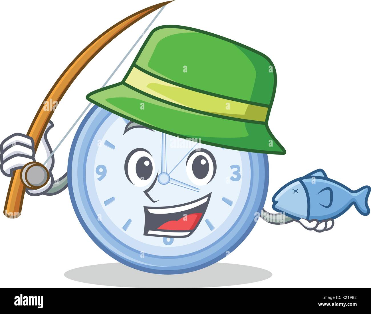 Fishing clock character cartoon style Stock Vector Image & Art - Alamy