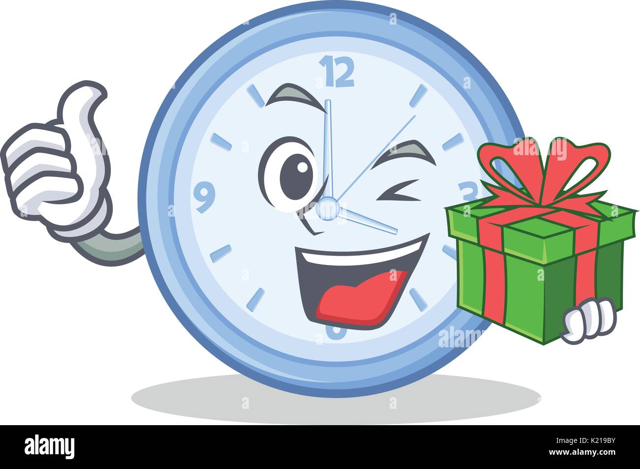 With gift clock character cartoon style Stock Vector Image & Art - Alamy